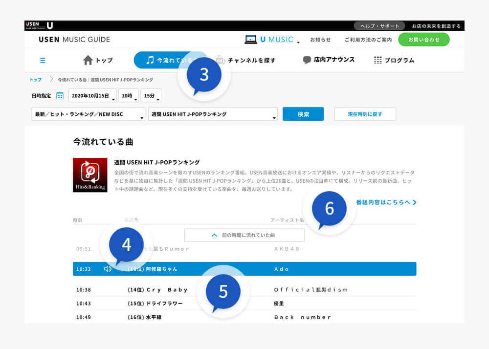 ご利用方法のご案内 | USEN（有線）音楽放送 USEN MUSIC GUIDE